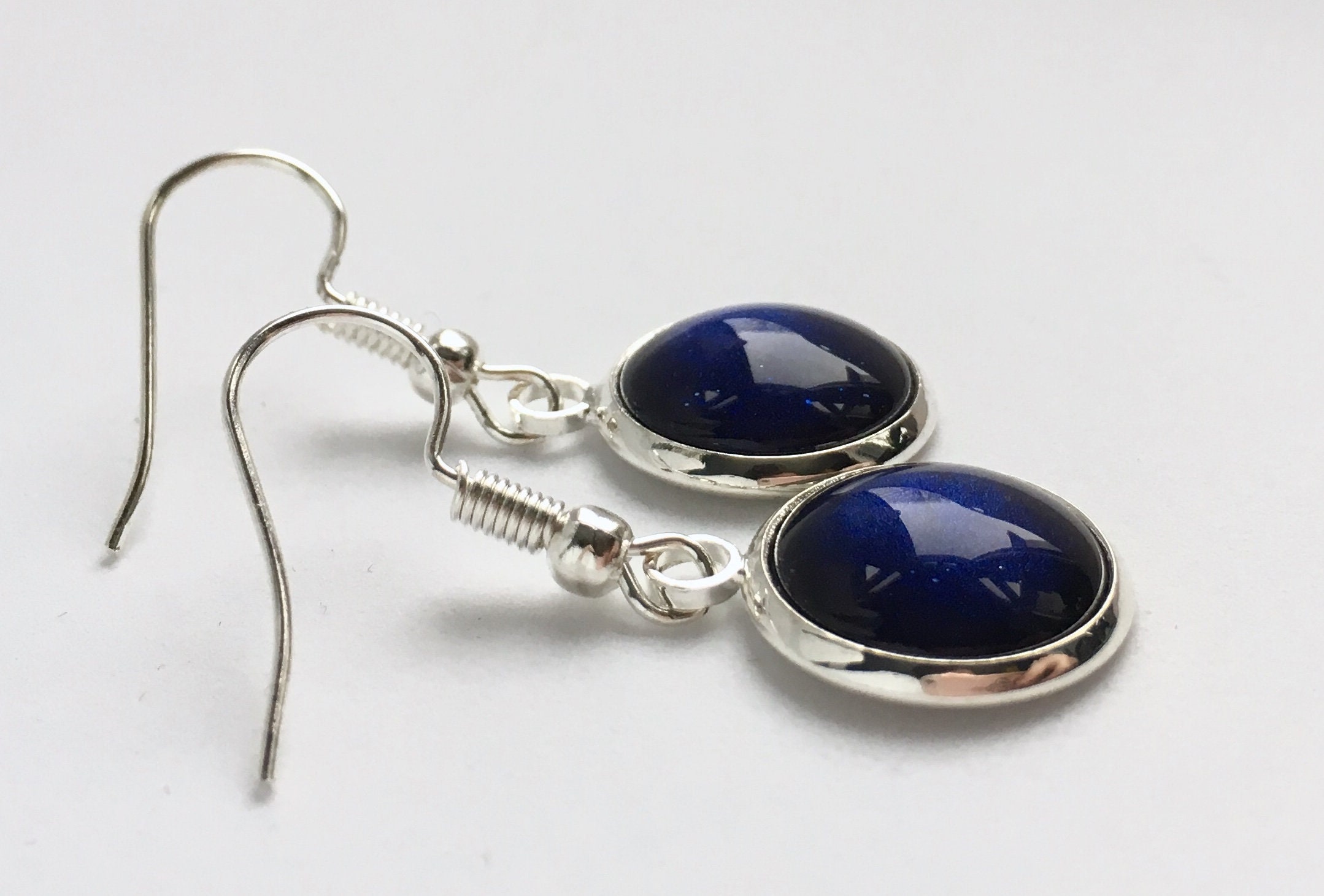 Royal Blue Earrings Round Dark Blue Drop Earrings - Etsy UK