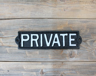 Cast Iron Private Sign - Etsy
