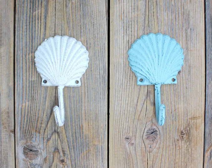 Cast Iron Shell Hook - Seashell Towel Hook - Coastal Decor - Etsy