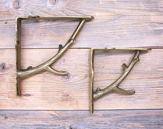Metal Shelf Brackets, Tree Branch Brackets, Farmhouse Shelf Bracket ...