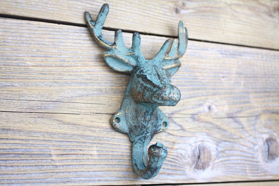 Green Deer Hook, Cast Iron Deer Coat Hook - Etsy