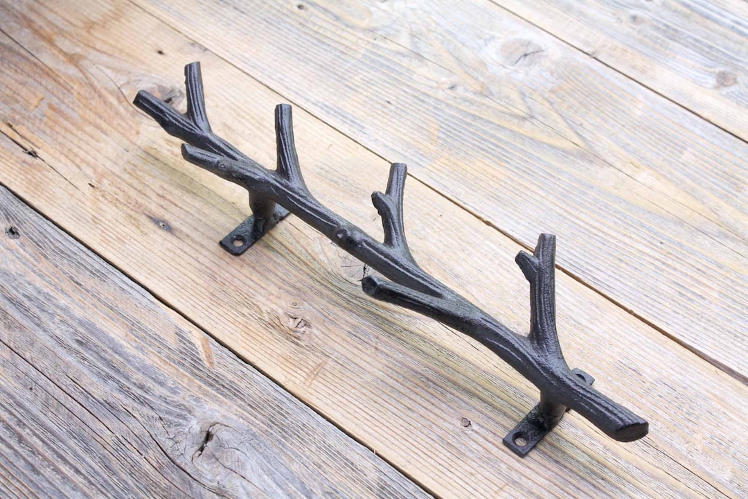 Wall Mount Tree Branch Hooks, Cast Iron Branch Hat, Coat or Jewelry ...