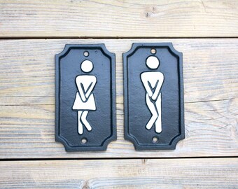 Cast Iron Restroom Signs - Etsy