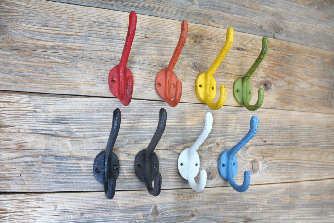 Classic Colourful Double Coat Hook, Mudroom Cast Iron Coat Hook - Etsy ...