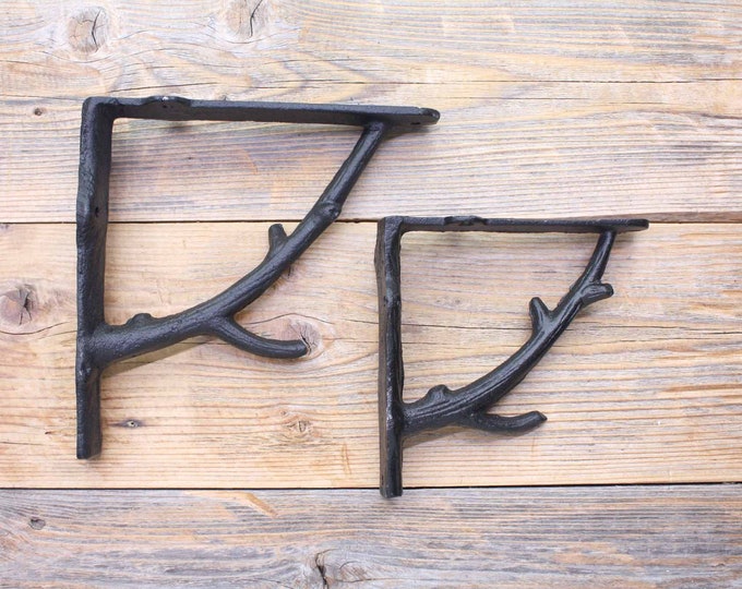 Metal Shelf Brackets, Tree Branch Brackets, Farmhouse Shelf Bracket ...
