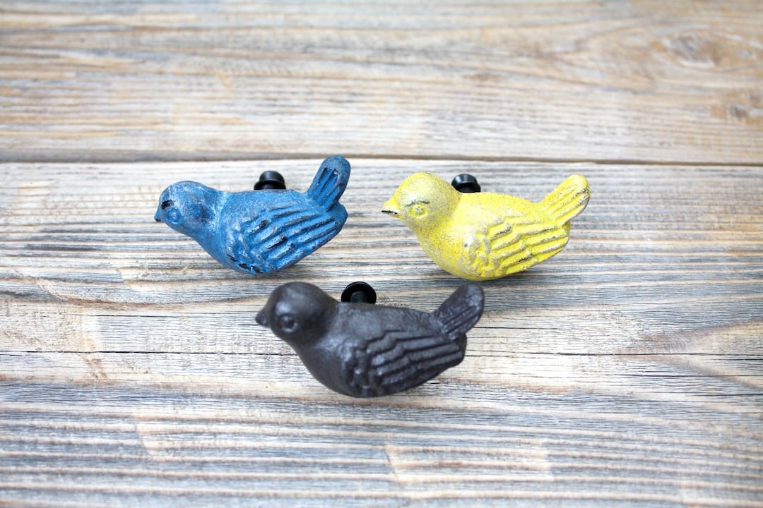 Small Cast Iron Bird Knobs, Dresser Handles, Drawer Pulls - Etsy