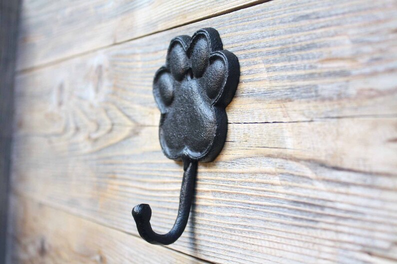 Paw Print Hook Cast Iron Dog or Cat Paw Hook | Etsy