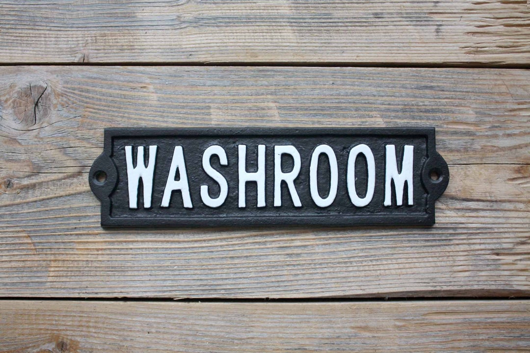 Washroom Door Sign or Plaque, Cast Iron Bathroom Sign - Etsy