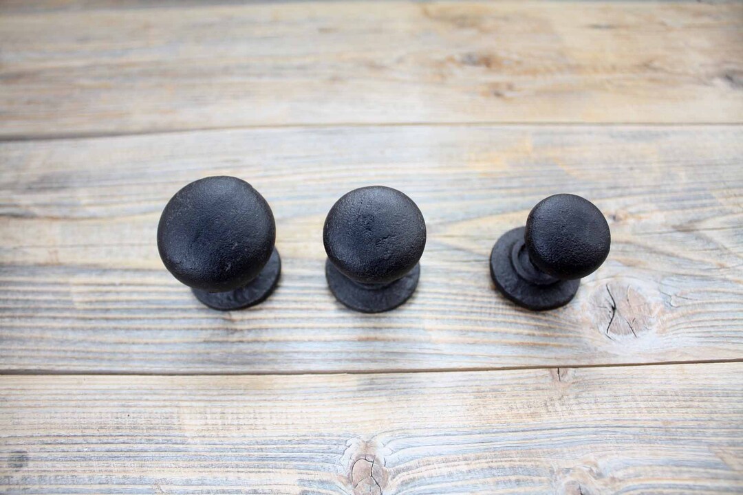 Rustic Cast Iron Knobs, Brown Antique Style Round Handle - Etsy