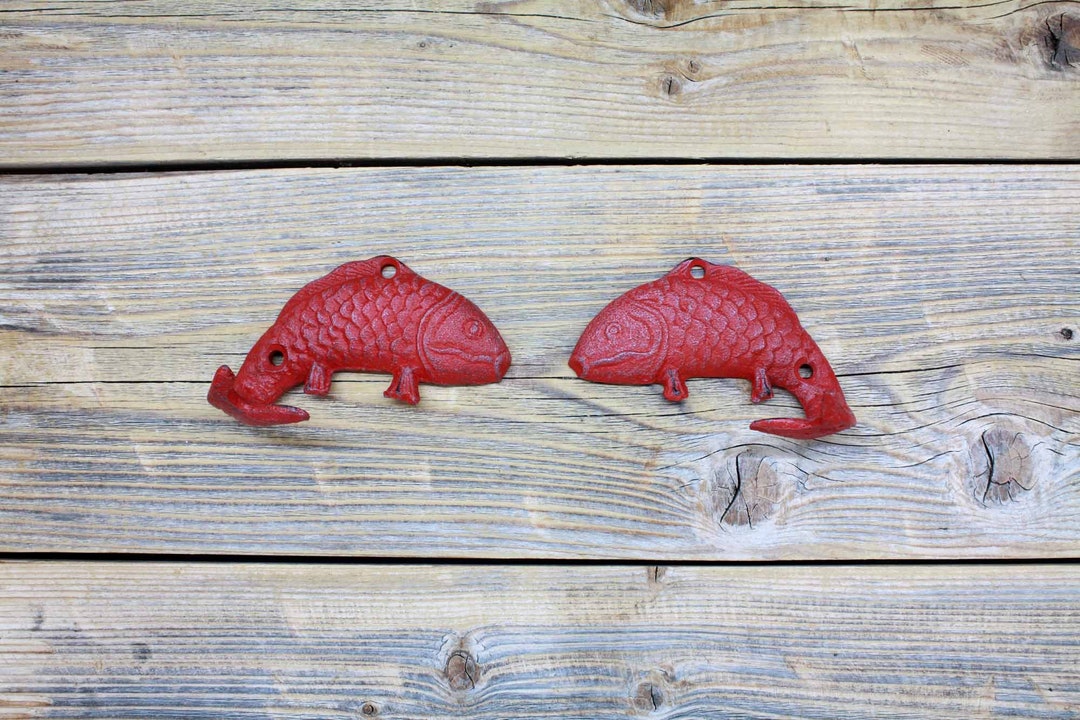 Red Fish Coat Hook, Cast Iron Single Hook, Cottage Wall Hook - Etsy