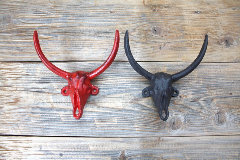 Bull Skull Hook Bull Head Hook Cast Iron Cow Coat Rack Hook | Etsy