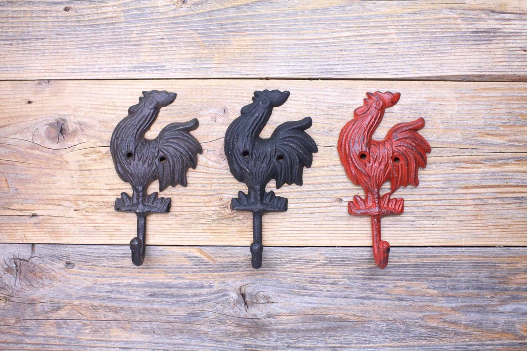 Rooster Coat Hook, Cast Iron Farmhouse Hook, Rooster Kitchen Hook - Etsy