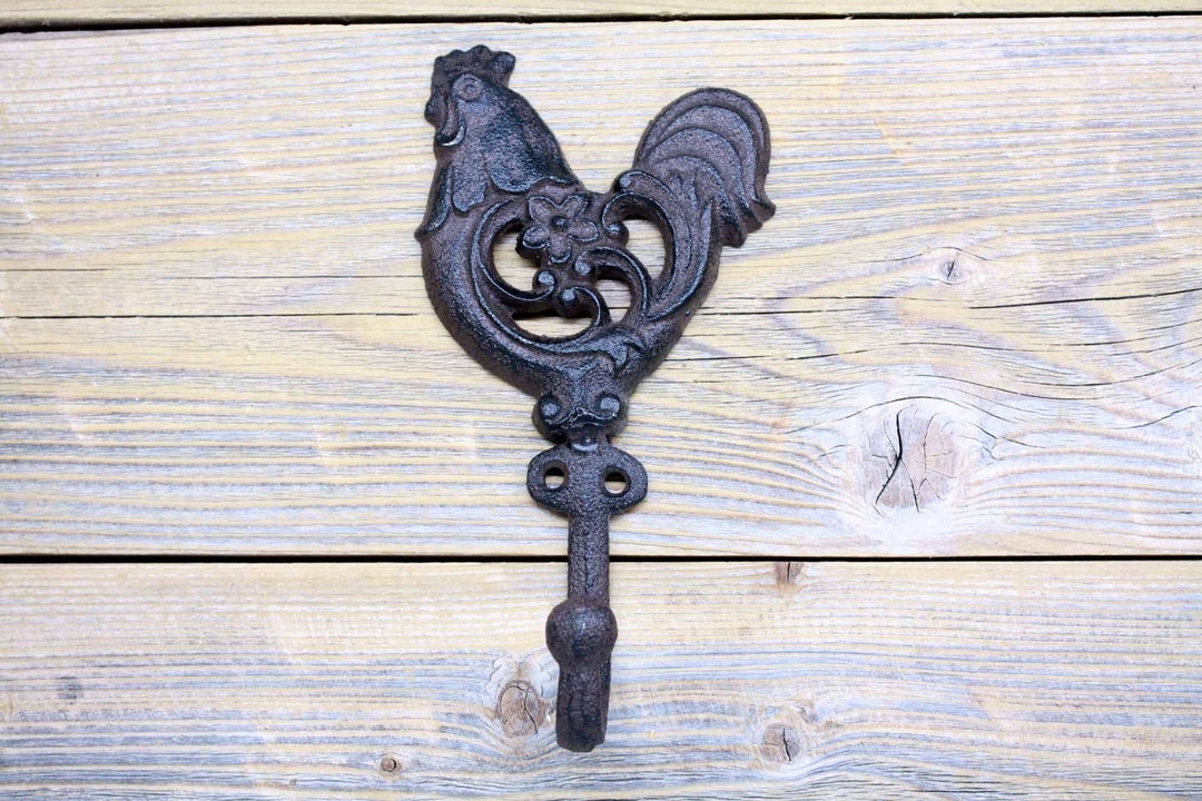 Rooster Coat Hook Cast Iron Farmhouse Hook Rooster Kitchen - Etsy