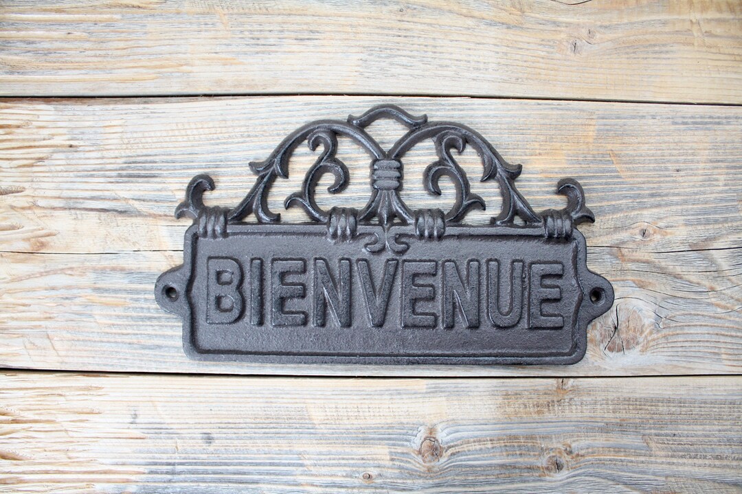 Cast Iron Bienvenue Wall Plaque, Decorative French Welcome Sign - Etsy