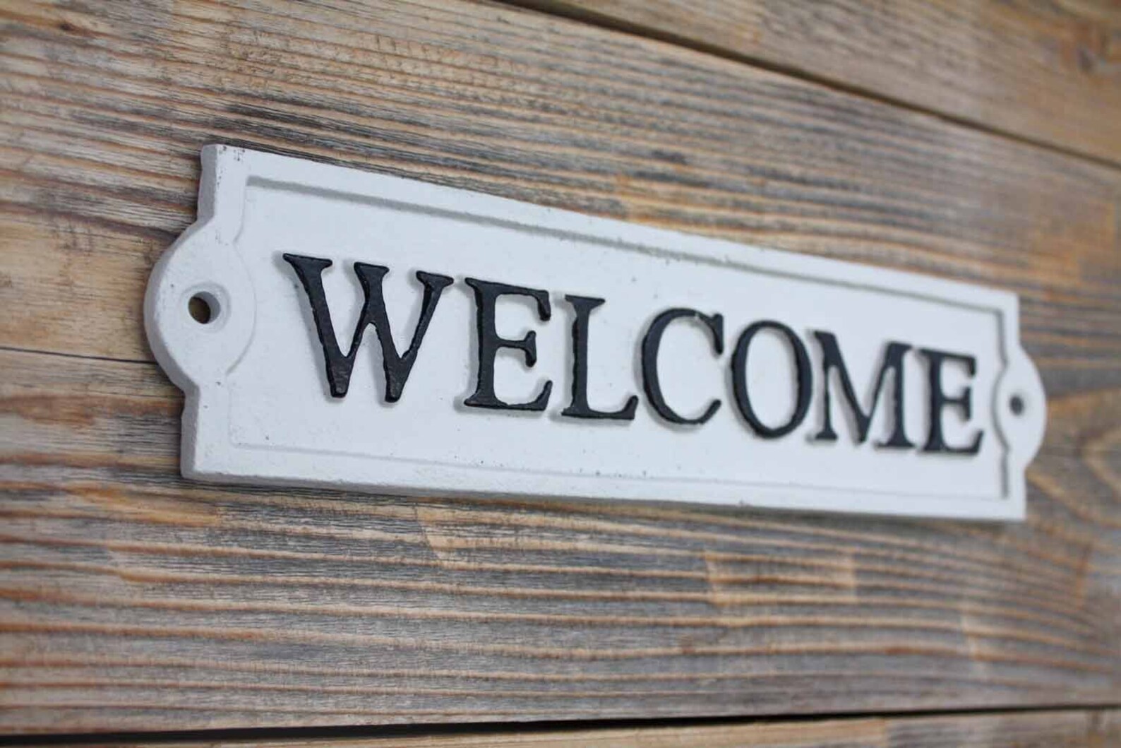 White Cast Iron Welcome Sign - Etsy