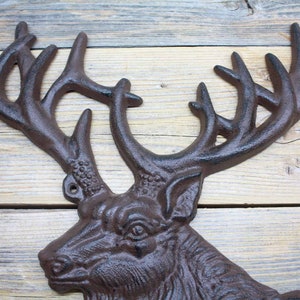 Cast Iron Deer Head Wall Art, Rustic Cabin Decor - Etsy