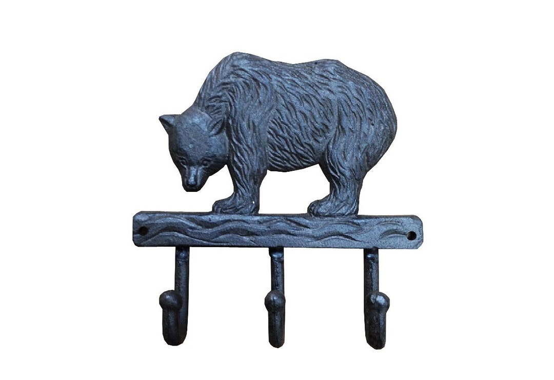 Bear Triple Hook, Animal Key Holder, Cast Iron Entryway Hook - Etsy