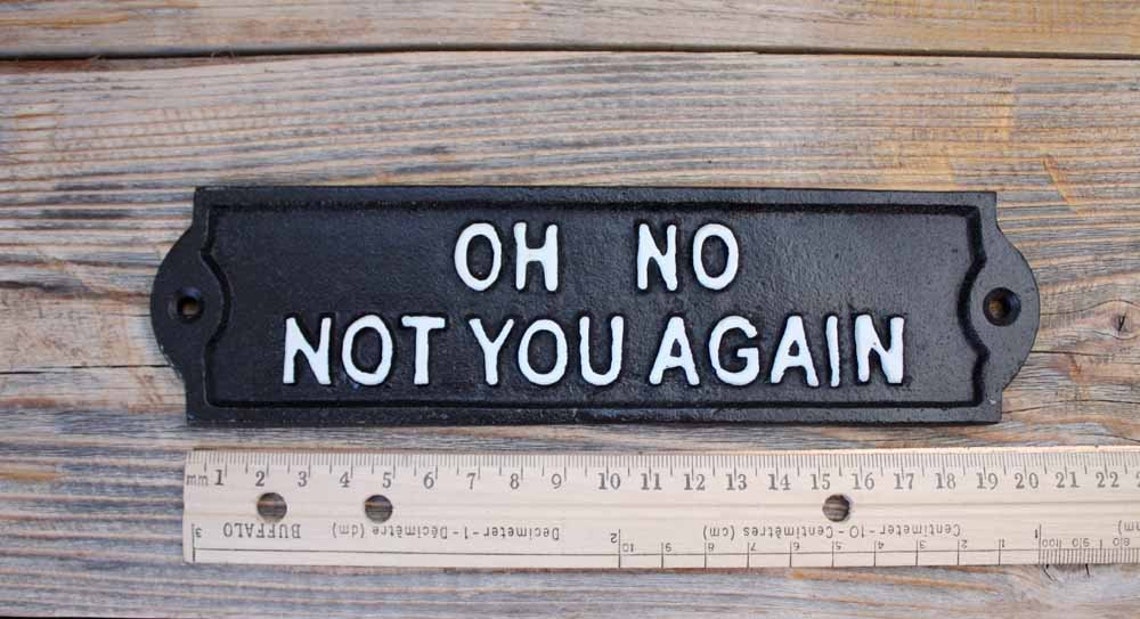 Oh No Not You Again Sign Funny Welcome Cast Iron Sign - Etsy Canada