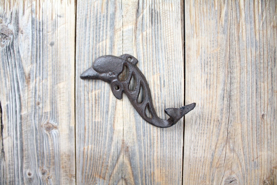 Dolphin Tail Hook, Single Cast Iron Decorative Nautical Hook - Etsy