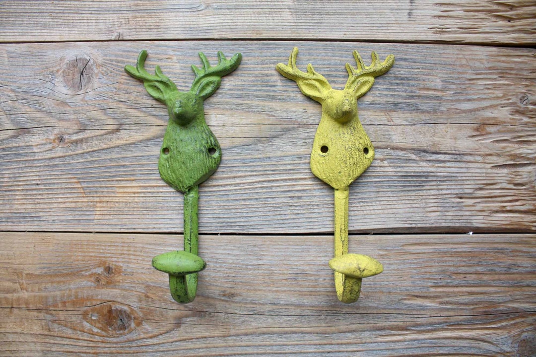 Colorful Deer Head Hook, Cast Iron Deer Coat Hooks - Etsy