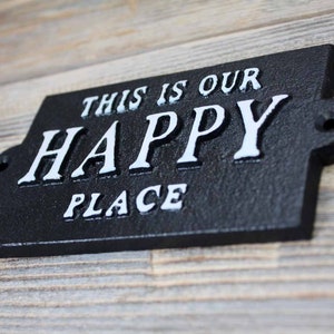 Cast Iron Happy Place Sign - Porch, Cottage, Cabin Trailer or Camper ...