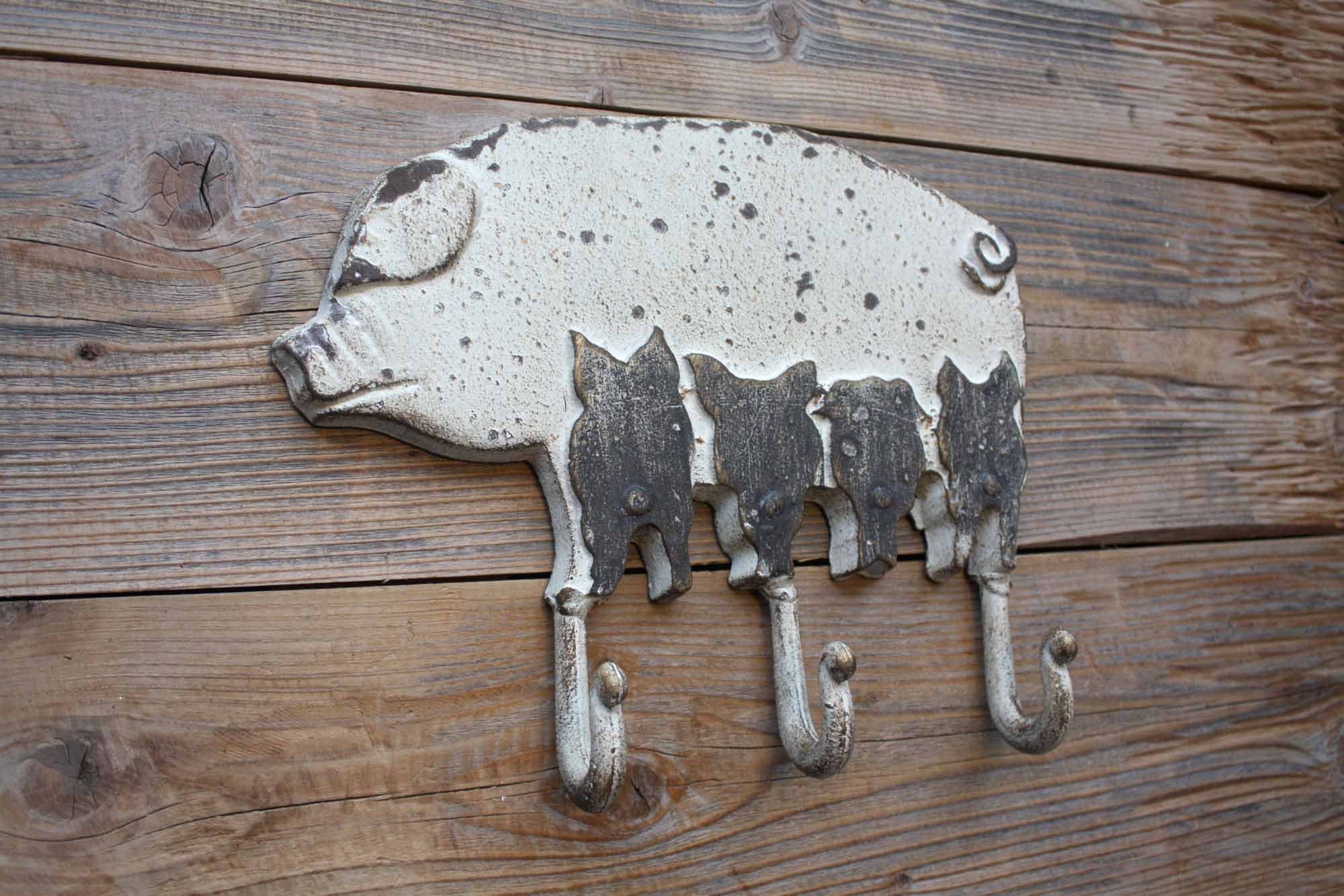 Rustic Farmhouse Pig Hooks Cast Iron Farm Kitchen Hook | Etsy