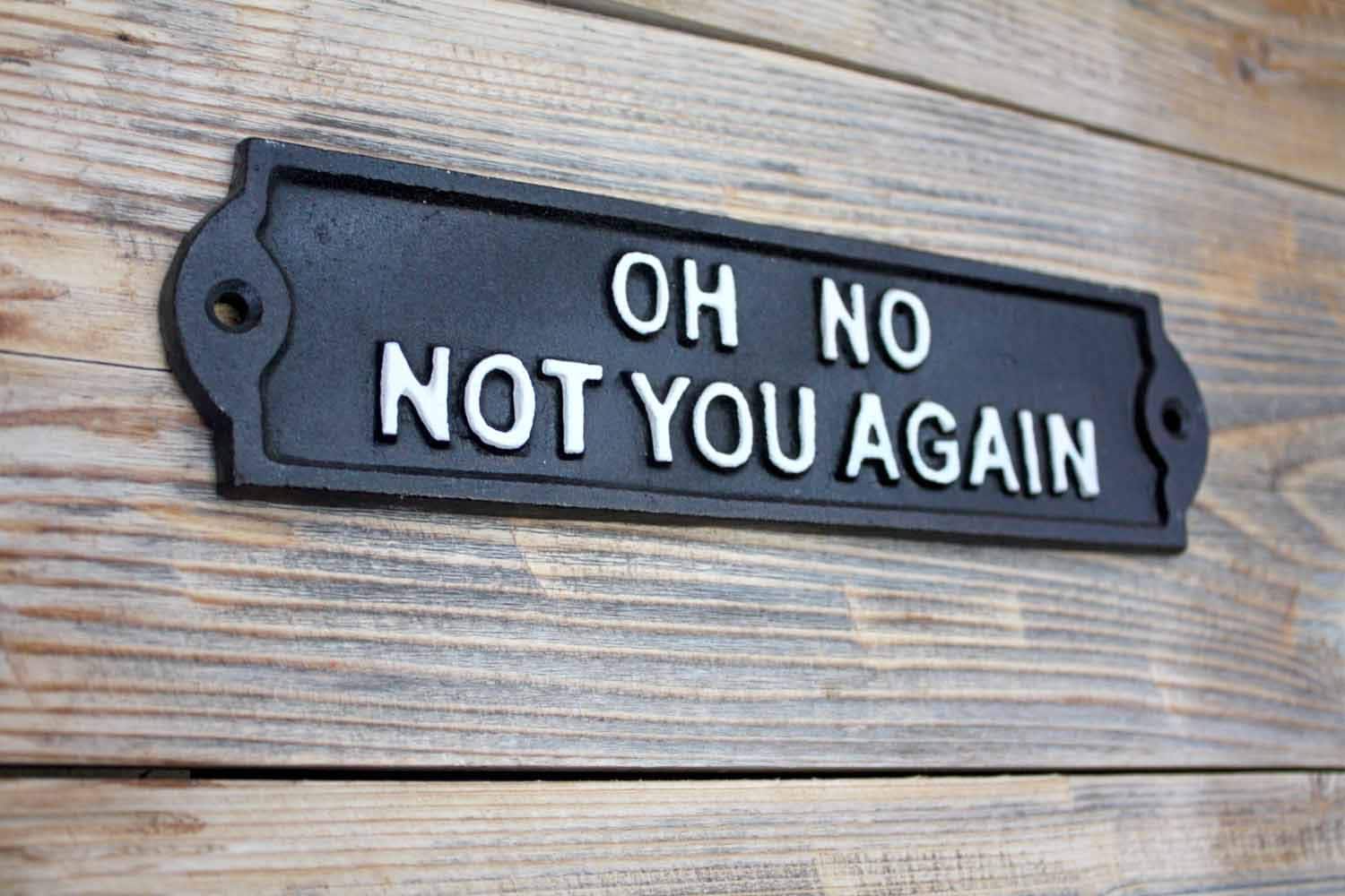 Oh No Not You Again Sign Funny Welcome Cast Iron Sign - Etsy Canada