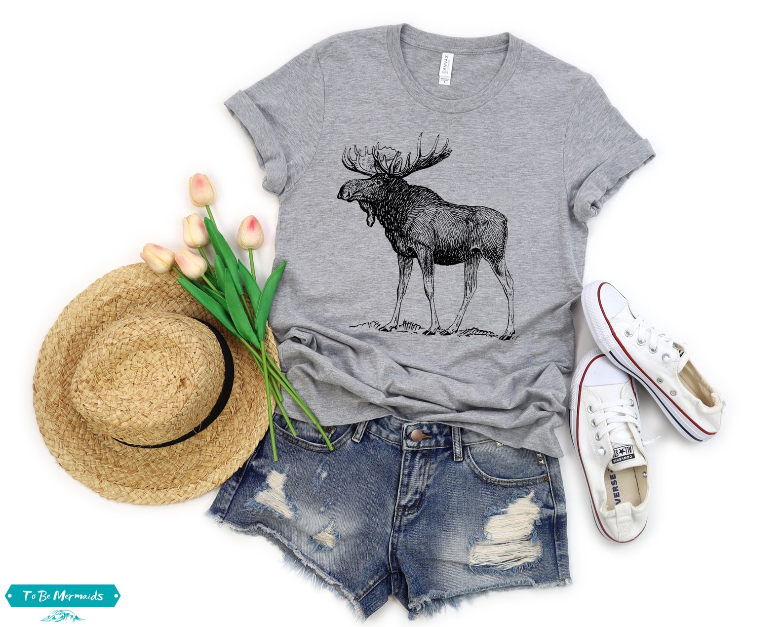 Moose Shirt, Moose Illustration Tshirt, Moose Art Tee, Moose Drawing T ...