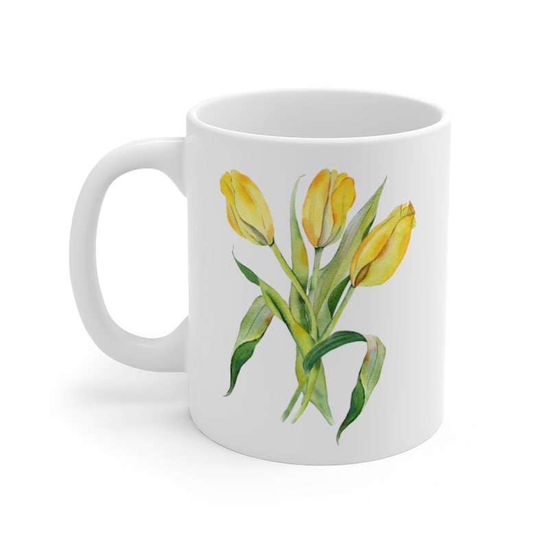 Tulip Mug 11oz, Tulip Coffee Mug, Cute Floral Mug, Spring Flower Mug ...