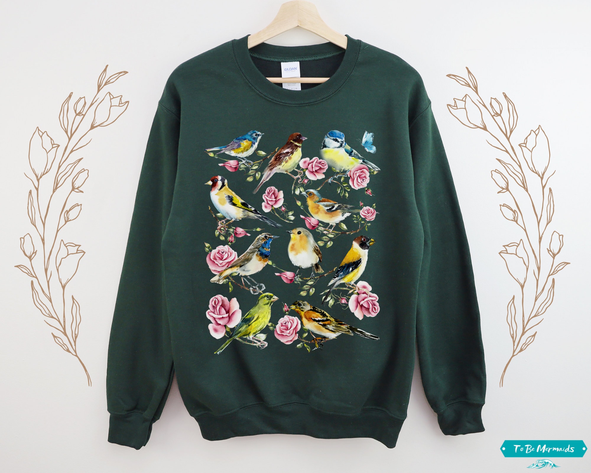 Vintage style Bird Sweatshirt, Mori Girl Bird Sweater, Cottagecore ...