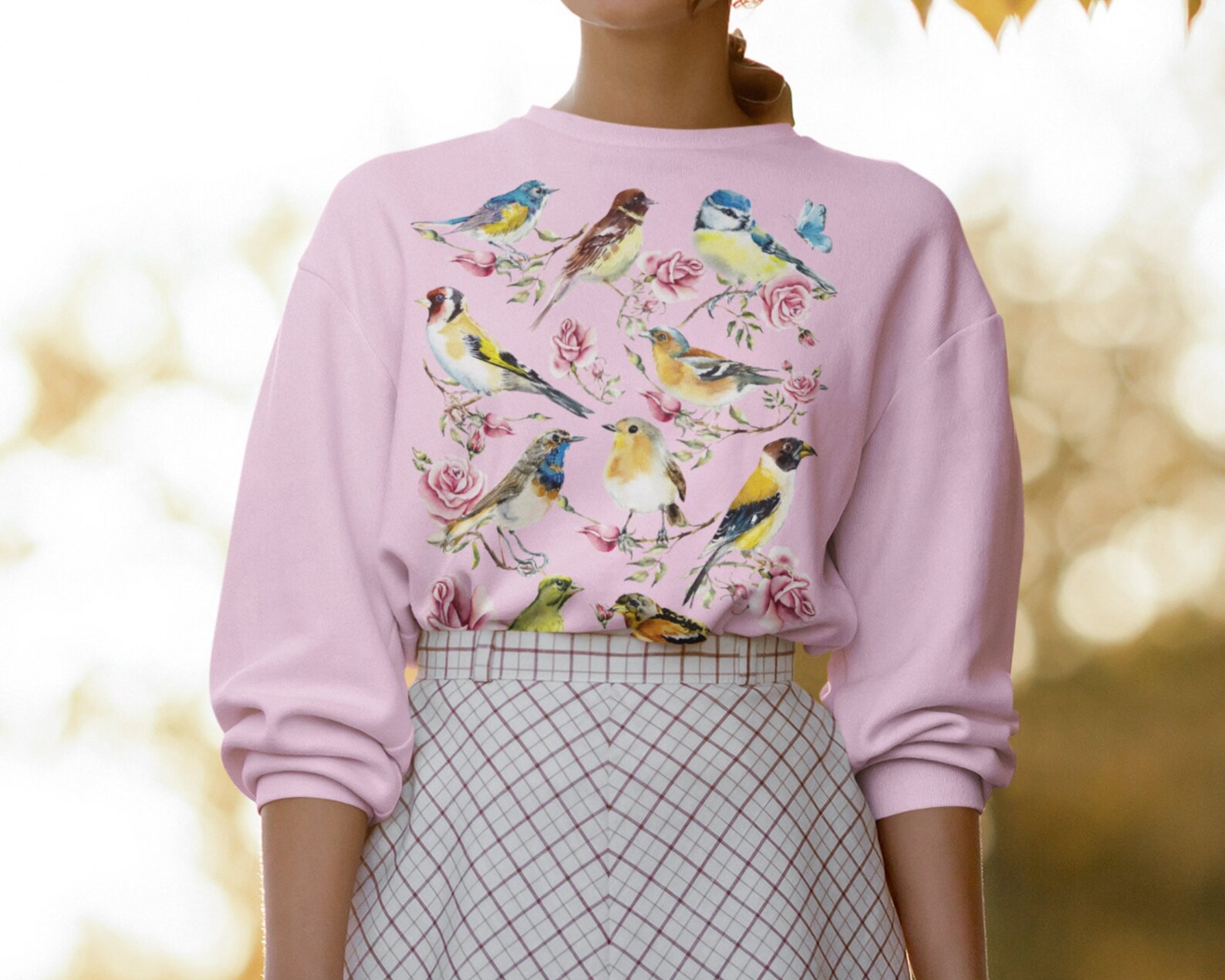 Cute Bird Sweater, Nature Lover Bird Sweatshirt, Flower Garden Birds ...