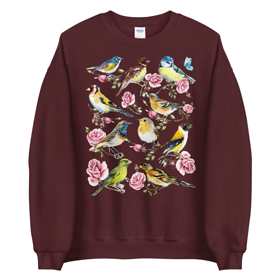 Cute Bird Sweater Nature Lover Bird Sweatshirt Flower Garden | Etsy