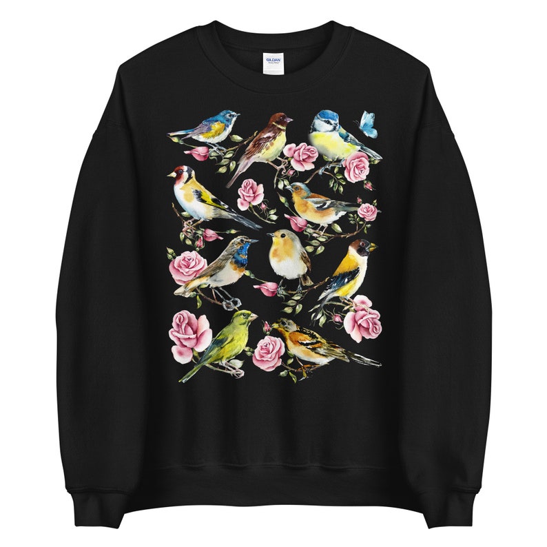 Cute Bird Sweater, Nature Lover Bird Sweatshirt, Flower Garden Birds ...
