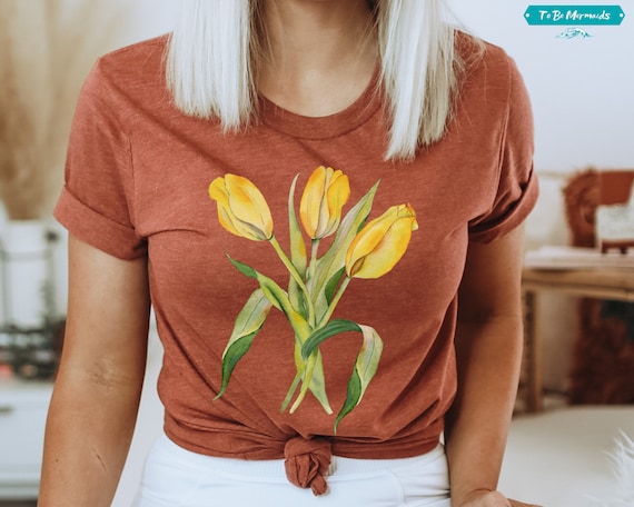 Tulip Shirt Spring Flowers T-Shirt watercolor Floral Shirt | Etsy