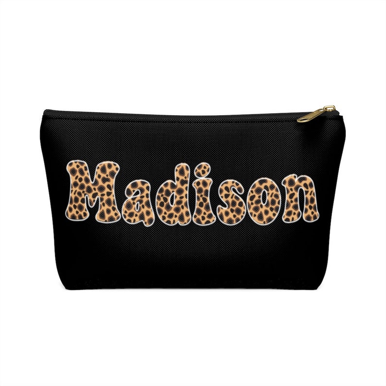 Personalized Makeup Bag Leopard Print Toiletry Bag Women Custom Name