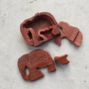 Big Elephant Puzzle Wood Box, Rustic Shabby Chic Style Treasure ...
