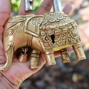 Vintage Brass Elephant HUGE Padlock Rare Lock, Antique Working Lock ...