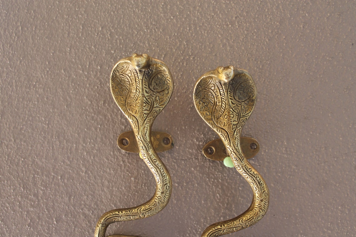 Vintage King Cobra Snake Wall Hook pair as Shown OR Brass - Etsy