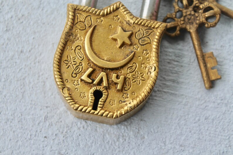 Vintage Padlock Celestial Moon Star Antique Working Lock - Etsy