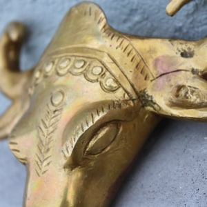 Vintage BULL Door Knocker, Antique Solid Brass Ring Handle, Front Door ...