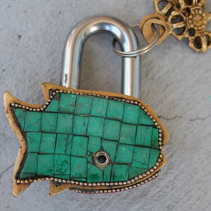 Brass Antique Padlock - Fish Shape Vintage Style Working Lock ...