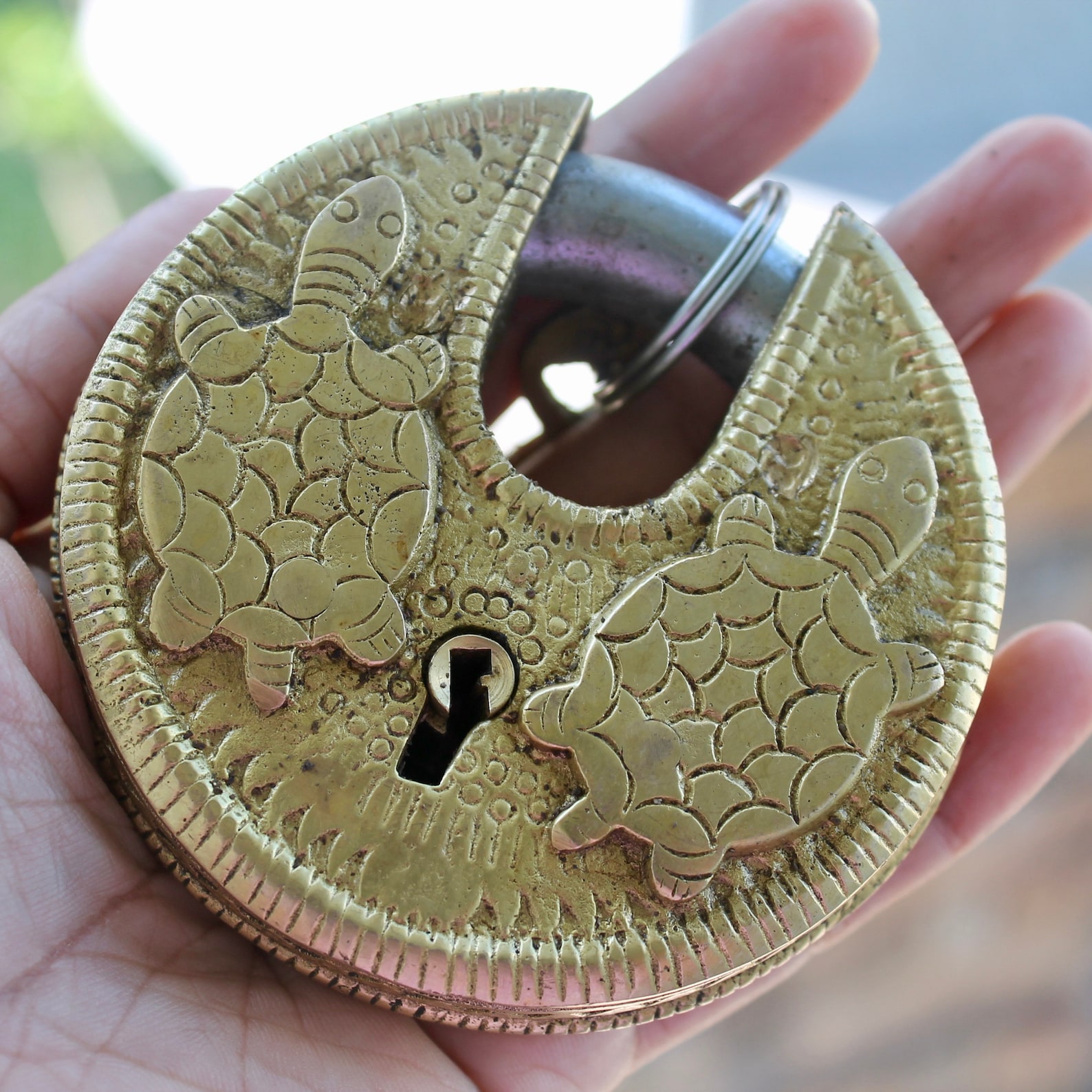 Vintage Padlock, Sea Turtle Tortoise Shape Antique Working Lock, Bronze ...