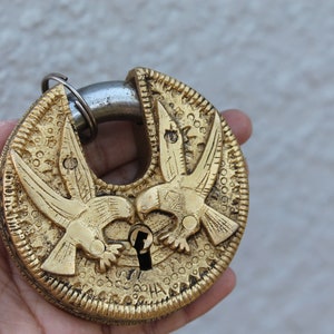 Vintage Padlock - Hawk Eagle Shape Antique Working Lock - Bronze Lock ...