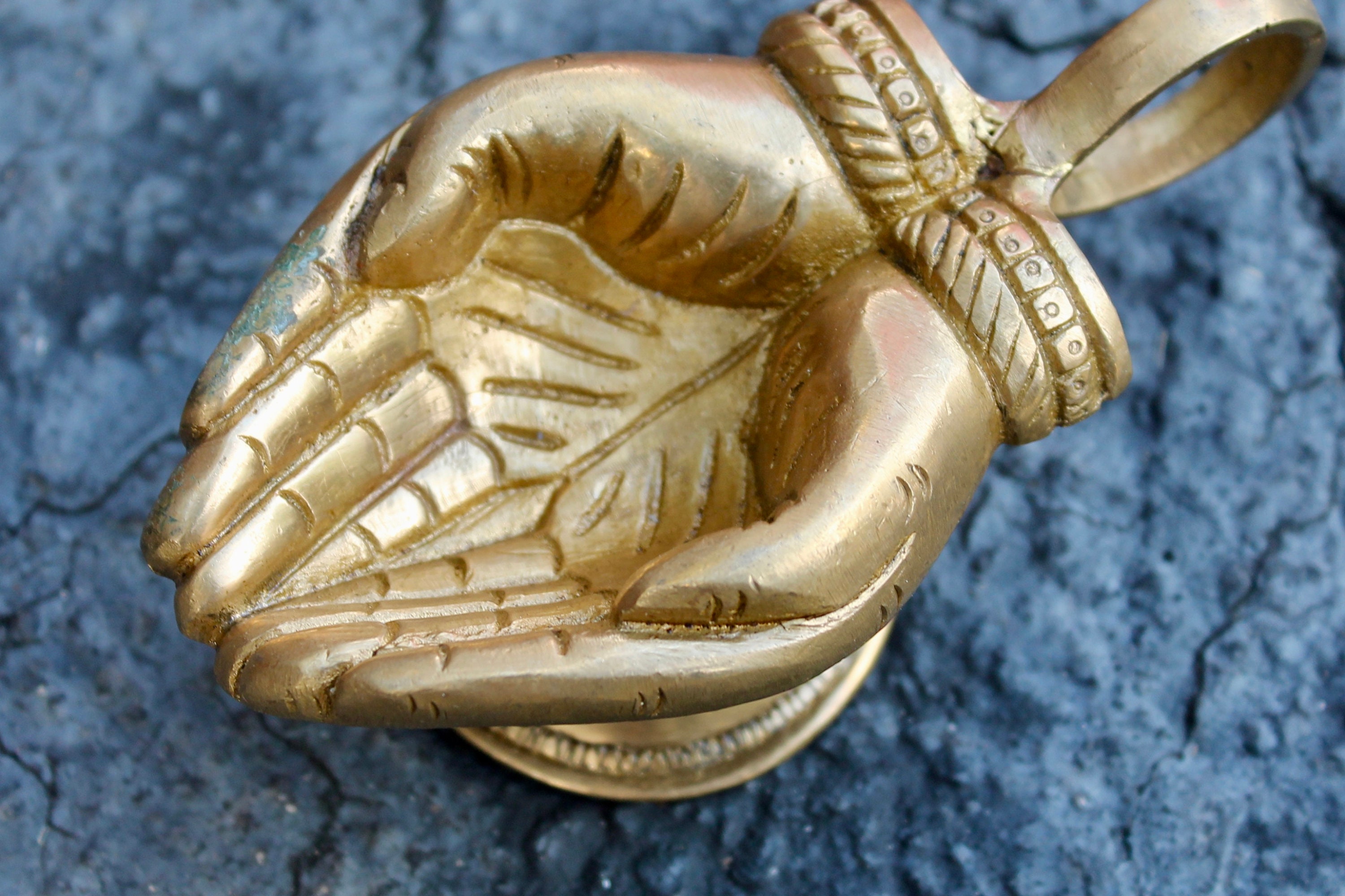 Vintage Brass Oil Lamp Namaste Hand Shape Indian Brass - Etsy