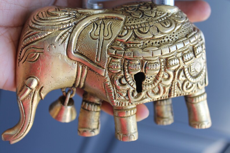 Vintage Brass Elephant HUGE Padlock Rare Lock, Antique Working Lock ...