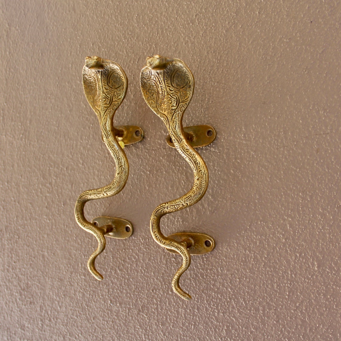 Vintage King Cobra Snake Wall Hook pair as Shown OR Brass - Etsy