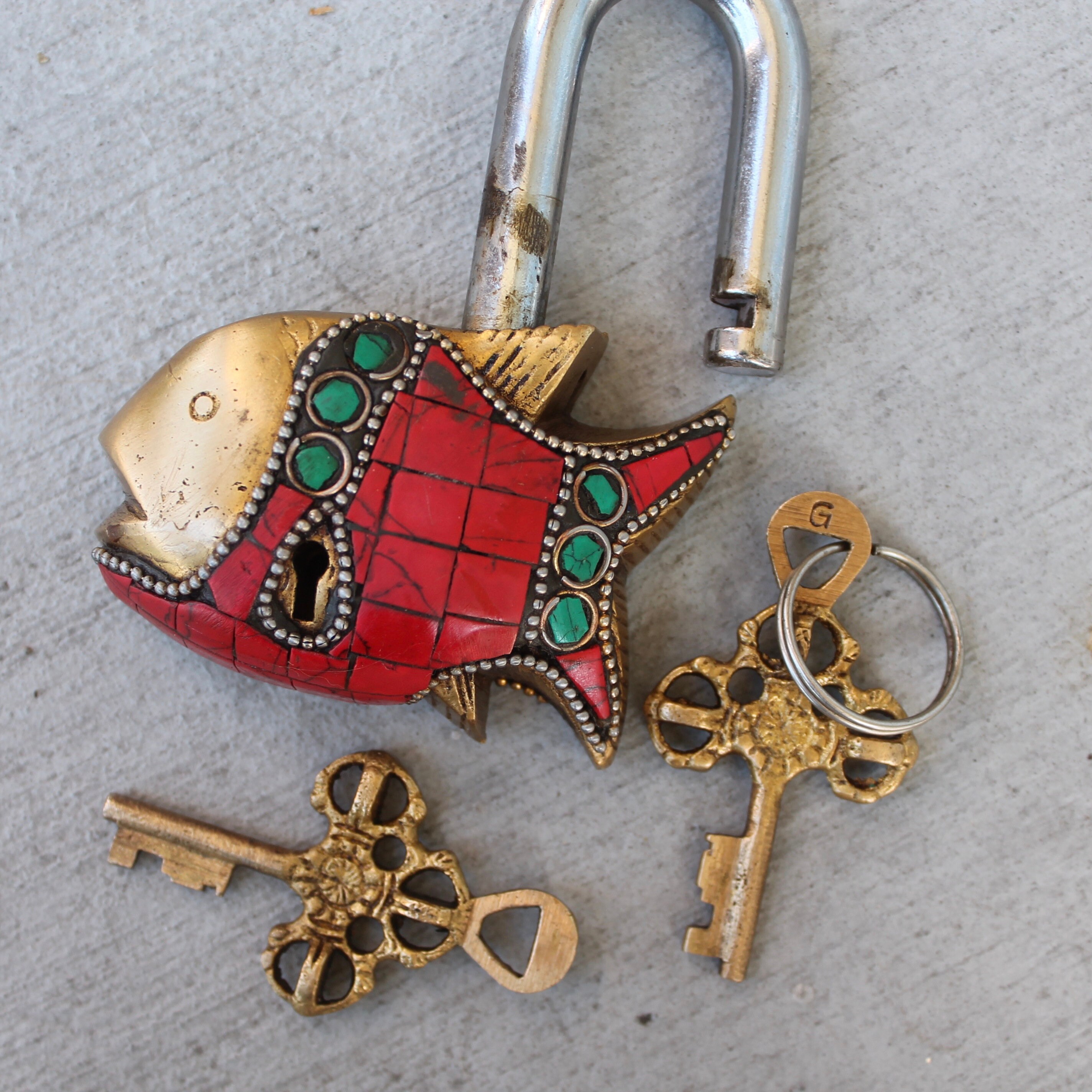 Brass Antique Padlock Fish Shape Vintage Style Working Lock - Etsy