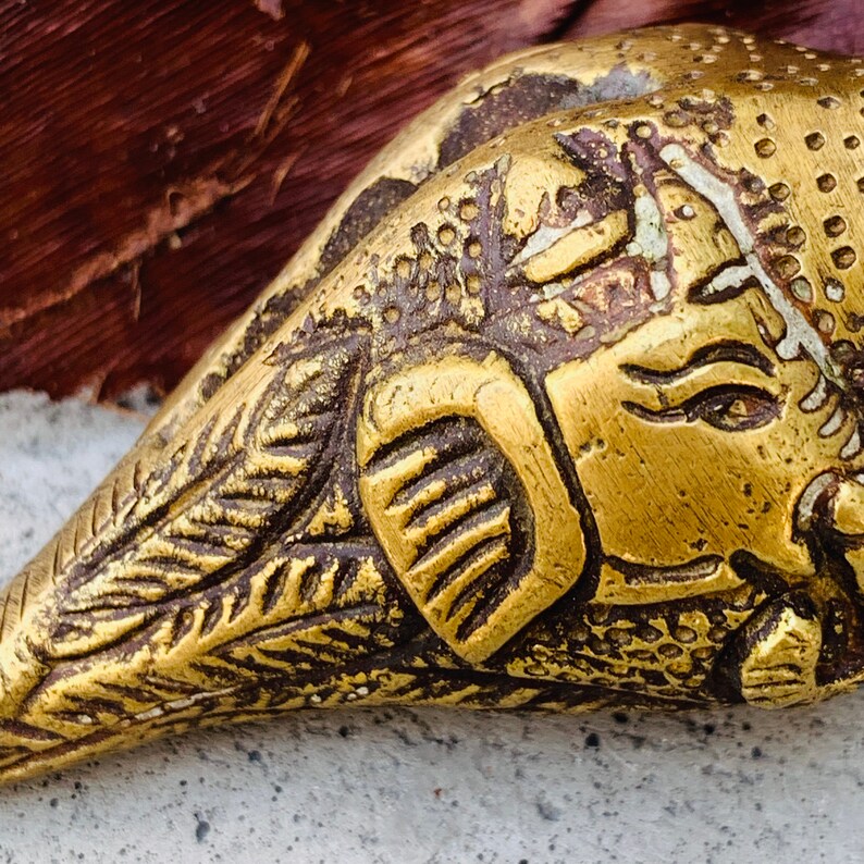 Vintage Slit Conch Shell Hand Carved Hindu Deity Brass | Etsy
