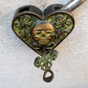 Vintage Brass Padlock - Skull, Skeleton Shape Antique Working Lock ...