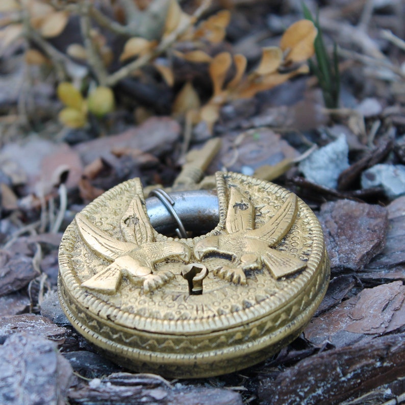 Vintage Padlock - Hawk Eagle Shape Antique Working Lock - Bronze Lock ...